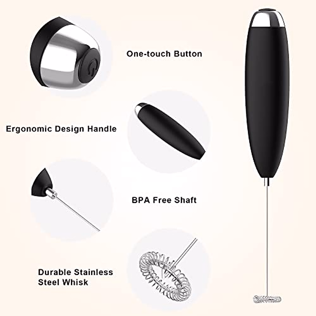Milk Frother, Upgraded Titanium Motor Handheld Frother Electric Whisk,Hand Mixer, Frother for Coffee, Milk Foamer, Hand Mixer, Frother for Coffee, Lattes, Frother for Frappe, Latte, Matcha, No Stand