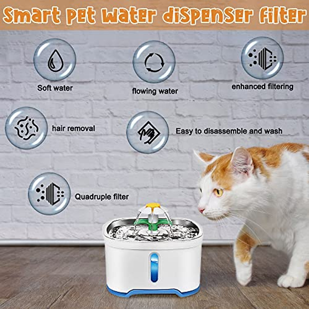 Sweetude 40 Pcs Cat Fountain Filter Replacement Dog Drinking Fountain Filter Cat Water Filter Replacement PET Fountain Filter Ion Exchange Resin and Coconut Activated Carbon Filter for Cat Dog Waterer