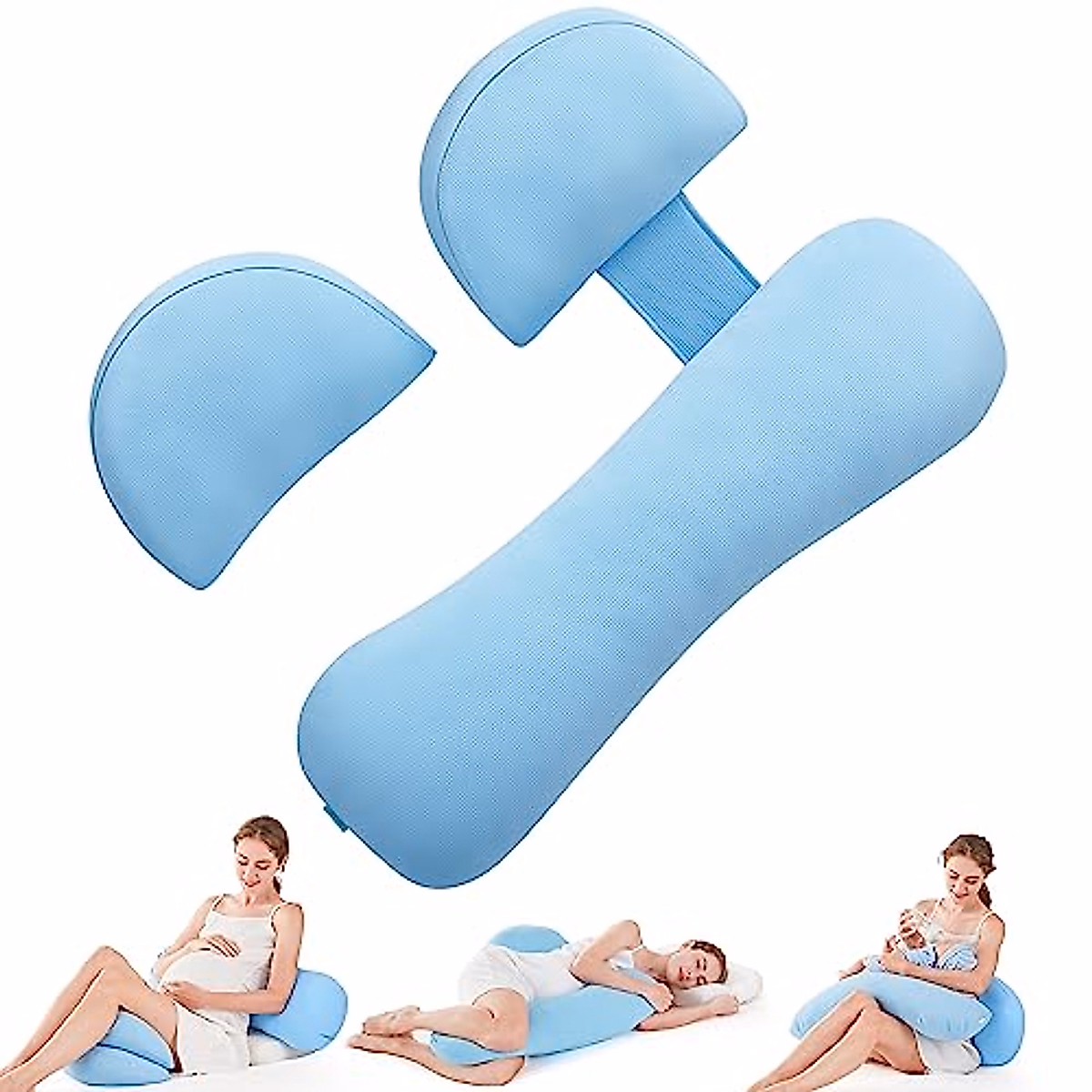napz Pregnancy Pillows, Maternity Pillow Support for Backs, Hips, Legs, Belly, Pregnancy Must Haves, Soft Body Pillow for Pregnant Women and Baby with Detachable and Adjustable Pillow Cover (Blue)
