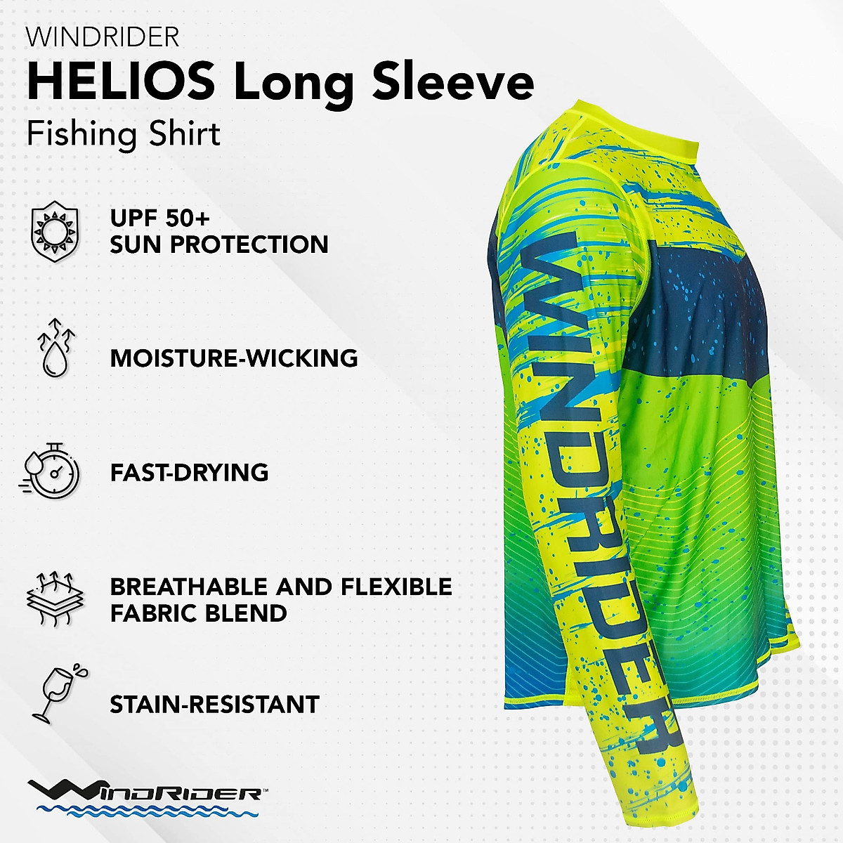 UPF50+ Long Sleeve Fishing Shirts for Men - Vented Sides, Light Weight, Wicking