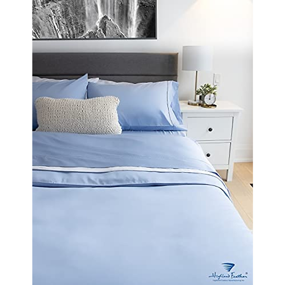 Highland Feather 100% Pure Cotton Duvet Cover – 300 Thread Count, Long-Staple Combed Cotton Best-Bedding Sheets for Bed, Breathable, Soft & Silky Sateen Weave