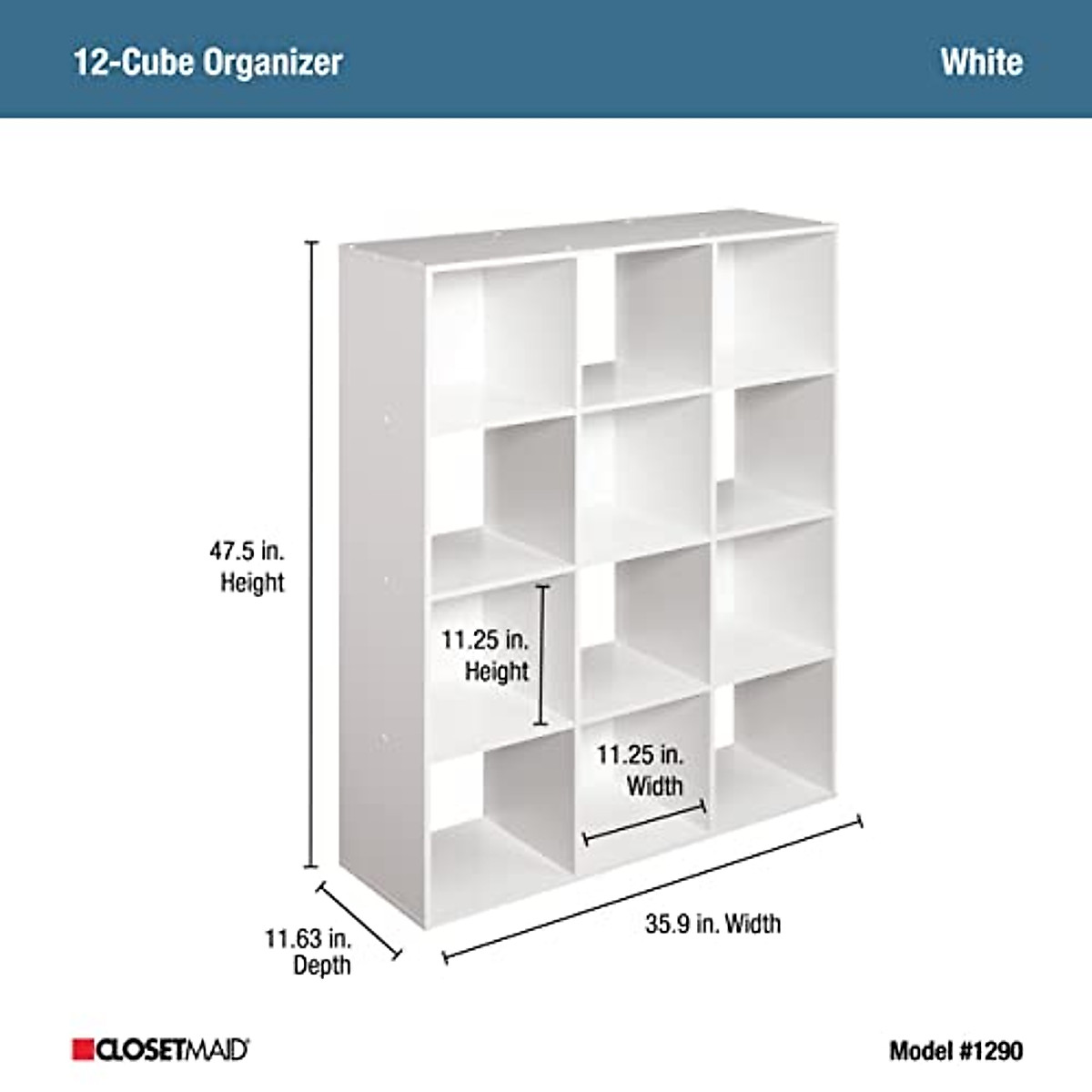 ClosetMaid 1290 Cubeicals Organizer, 12-Cube, White