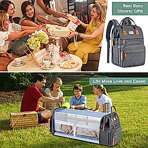 HOBEST Diaper Bag Backpack, Multifunction Large Travel Diaper Bag with Changing Pad and USB Charging Port for Moms Dads, Waterproof Unisex Baby Bag for Boys Girls, Baby Registry Search Shower Gifts