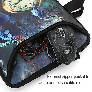 RICHEN 17 inch Laptop Shoulder Bag Carrying Case PC Cover Pouch with Handle Fits 15.6/16/17/17.3/17.4 inch Notebook (16-17.3 inch, Clock & Butterfly)