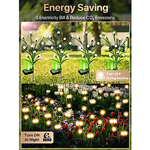 ONTROAD Garden Lights Solar Outdoor, 𝐍𝐞𝐰 𝐔𝐩𝐠𝐫𝐚𝐝𝐞𝐝 Leaf Design 60 LED Solar Lights for Outside Garden, Solar Garden Lights Outdoor Waterproof, Patio Yard Decoration, Warm White (6 Pack)