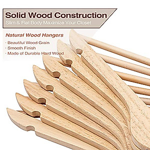 FairyHaus Wooden Hangers 20 Pack, Natural Wood Hangers with 360° Swivel Hook and Notches, Slim & Lightweight Hangers Wood for Clothes Coat Suit Jacket
