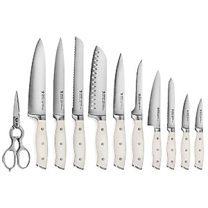 Henckels Forged Accent 20 Piece Self Sharpening Knife Block Set with Off-White Handles