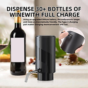 2024 New Wine Aerator Electric Wine Decanter Automatic Wine Aerator, One Touch Wine Dispenser Wine pourer with USB Rechargeable,Wine Lover for women&Men(Black-ABS)