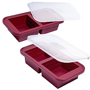 Souper Cubes 2 Cup Silicone Freezer Tray with Lids, Perfect for Storing Lasagna, Leftovers, Sauces, Portioned Meals and More, Silicone Soup Freezer Molds for Meal Prepping - Cranberry - 2-Pack
