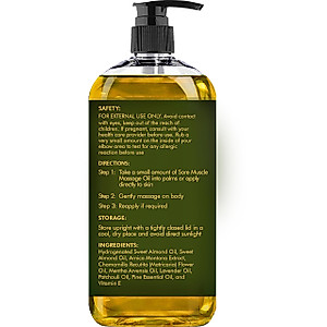MAJESTIC PURE Arnica Sore Muscle Massage Oil for Massage Therapy - Natural Oil with Lavender and Chamomile Essential Oils - Multipurpose Instant Absorption Full Body Massage Oil - 8 fl. oz