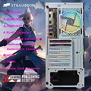 STGAubron Gaming Desktop PC, Intel Core i7-6700 up to 4.0G, 32G DDR4, 1T SSD, GeForce RTX 3060 Ti 8G GDDR6, 600M WiFi, BT 5.0, RGB Fan x 4, RGB Keyboard & Mouse & Mouse Pad, RGB BT Sound Bar, W10H64