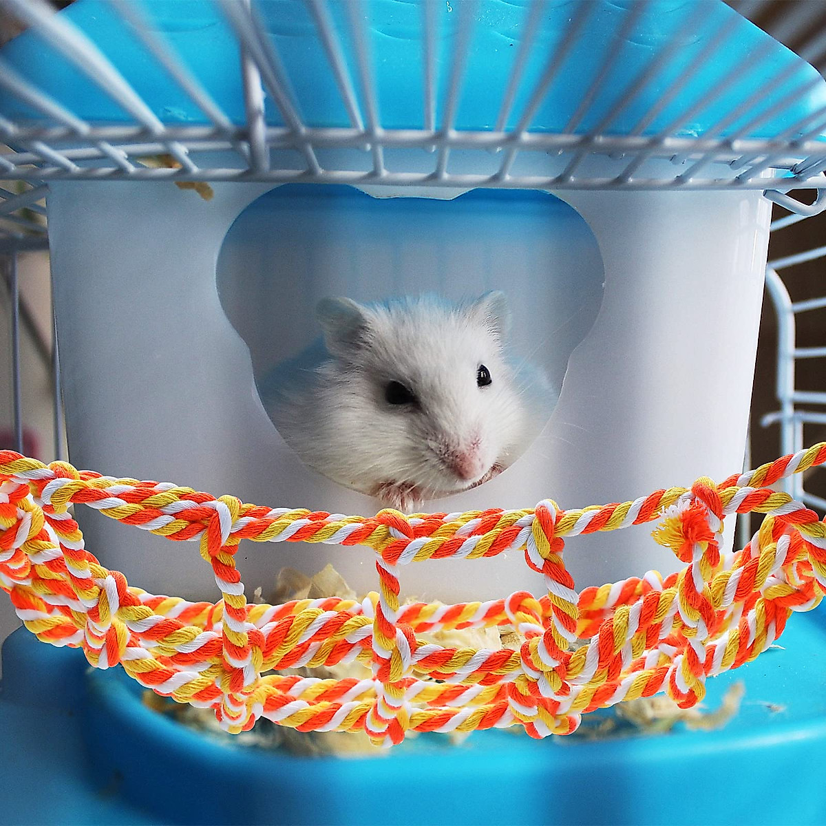 Junkin 3 Pcs Bird Rope Net Rat Climbing Rope Net Pet Hamster Chinchilla Ferret Activity for Small Animal Habitat Decor and Play