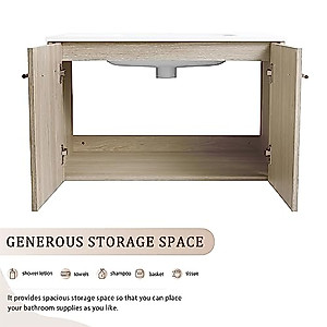 30 Inch Wall Mounted Bathroom Vanity Sink Combo, Modern Bathroom Vanity Set with Gel Sink Top, 2 Door Storage Cabinet with Handle, Hanging Bathroom Vanity w/Sink