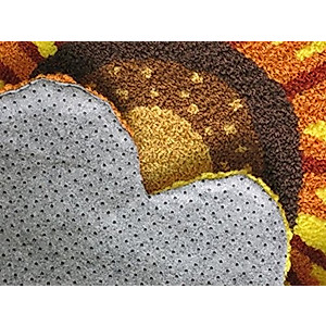 Judy Dre am Yellow Flowers Shape Round Area Rugs Handmade Sunflowers Rug Bedroom/Living Room/Kitchen/Bathroom Floral Floor Mat Non-Slip Washable Doormat 25.6" X 25.6"