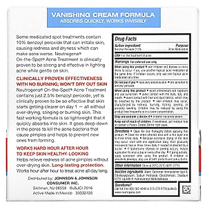 Neutrogena On-The-Spot Acne Spot Treatment with 2.5% Benzoyl Peroxide Acne Treatment Medicine to Treat Face Acne, Gentle Benzoyl Peroxide Pimple Gel for Acne Prone Skin,.75 oz (Pack of 2)
