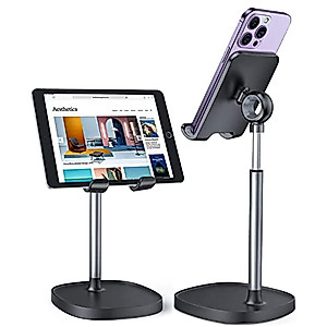 LISEN Cell Phone Stand, Adjustable Phone Stand for Desk, Thick Case Friendly Phone Holder Stand, Taller iPhone Stand Compatible with All Mobile Phone, iPhone 14, iPad, Tablet 4-10'' Desk Accessories