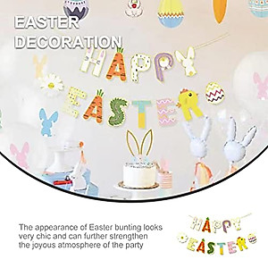 ABOOFAN 1 Set Happy Easter Banner Bunny Sign Rustic Bunting Garland Easter Hanging Ornaments for Easter Theme Party Wall Decorations