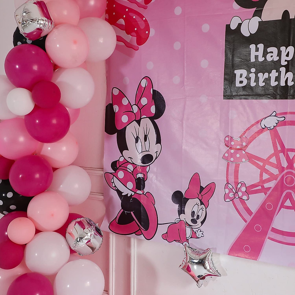 Mickey Mouse Birthday Party Decorations, Mickey Mouse Party Supplies Set for Girl’s/Boy’s with Balloons Garland kit, Mickey Mouse Backdrop 7x5ft, Mickey Mouse Foil Balloons