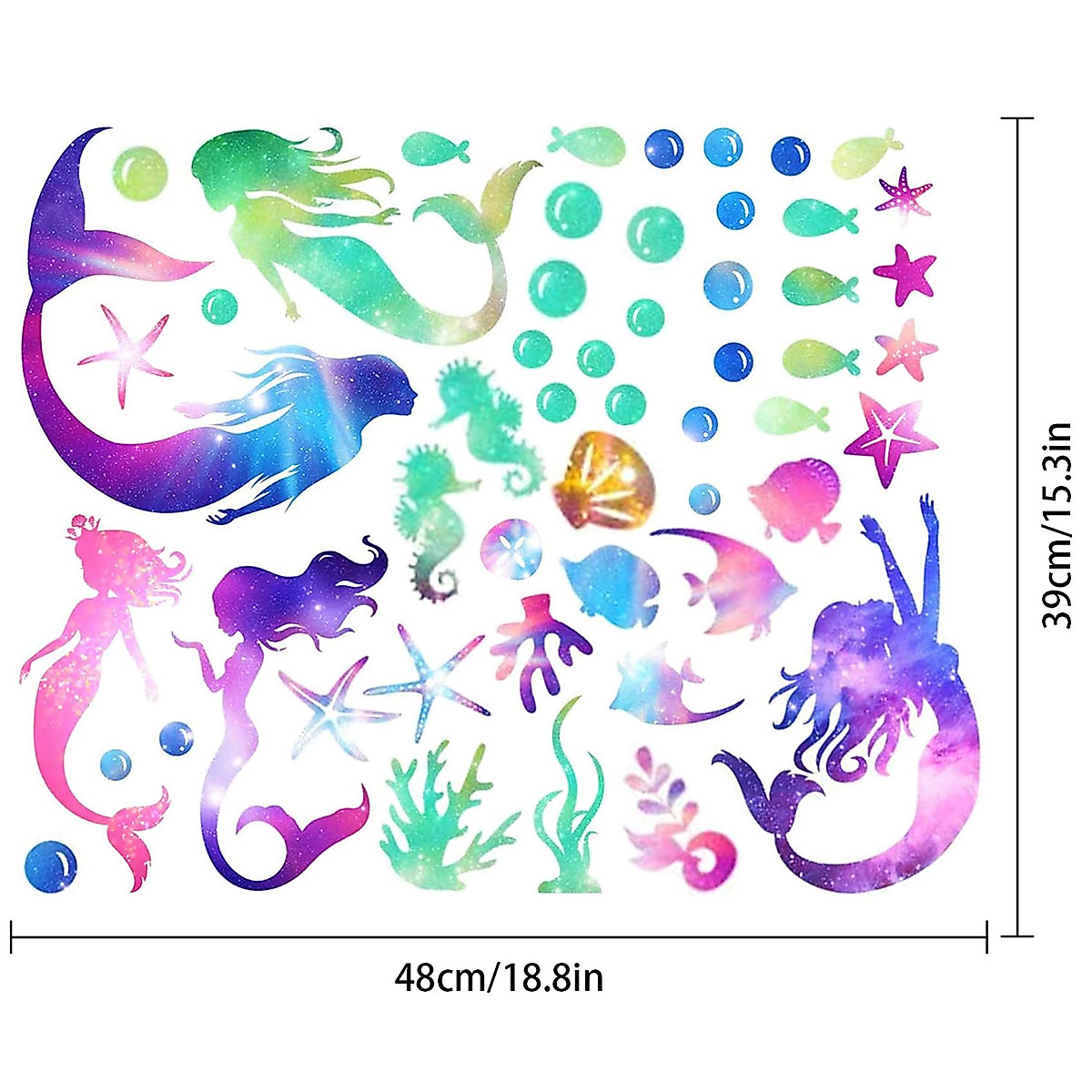 Mermaid Wall Decals for Girls Bedroom Decor, Colourful Creative Wall Stickers Quotes Removable Vinyl Home Decor for Kids Girl Living Room Nursery, DIY Wall Stickers Art Decoration