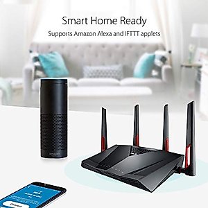 ASUS AC3100 WiFi Gaming Router (RT-AC88U) - Dual Band Gigabit Wireless Router, WTFast Game Accelerator, Streaming, AiMesh Compatible, Included Lifetime Internet Security, Adaptive QoS, MU-MIMO