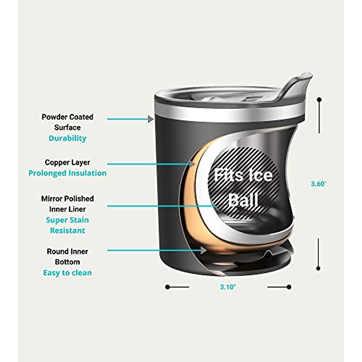 Drinco- 10oz Stainless Steel Tumbler, Vacuum Insulated Tumbler Whiskey Glass, Rocks Glass, GULT (10oz Whiskey Tumbler, Diamond)