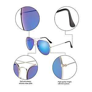 10 Pieces Classic Mirrored Flat Lens Sunglasses Lens Metal Frame Sunglasses for Men Women