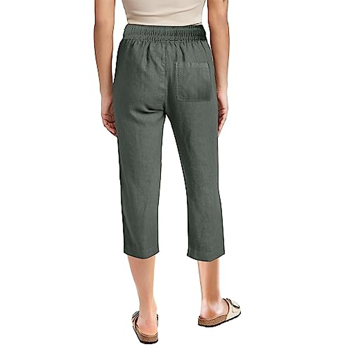 Linen Pants for Women Summer 2023 High Waisted Wide Leg Pants Casual Elastic Waist Drawstring Palazzo Beach Pant Pockets, B1-ag, X-Large