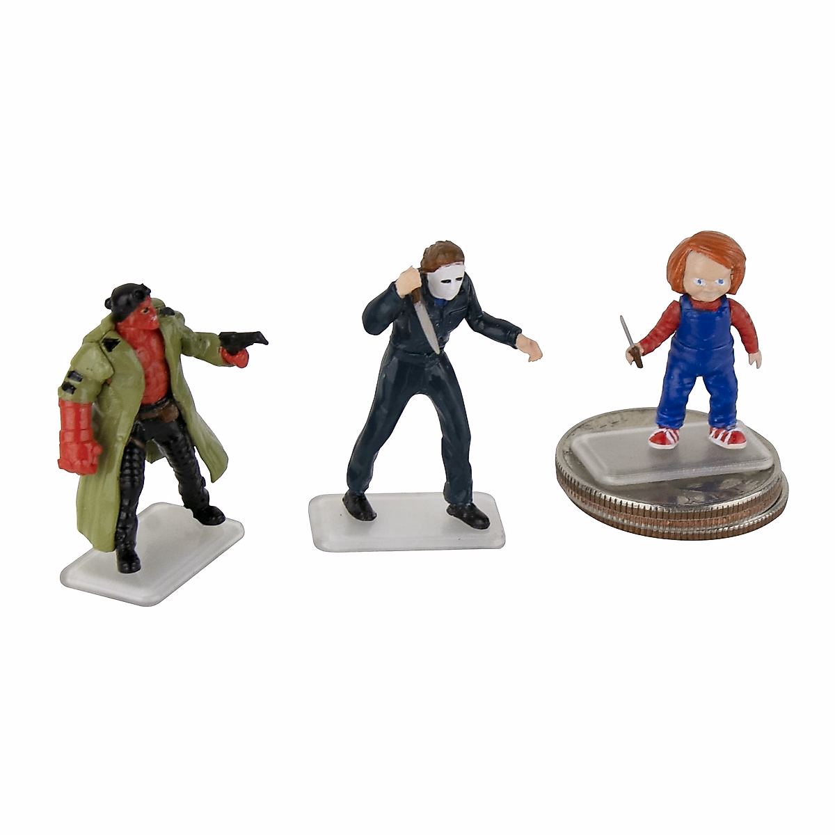 Worlds Smallest Universal Studios Horror Micro Action Figures 3-Pack (Chucky, Michael Myers, and Hellboy)