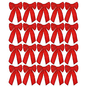 Red Velvet Christmas Bow 9-inch X 16-inch, 20 Pack of Holiday Bows