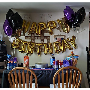 iPartycool 24pcs Birthday Balloons Banner, 3D Gold Premium Mylar Foil Ecofriendly Letter Happy Birthday Banner with 6pcs Star Balloons Kits for Kids Boys Men Adults Birthday Party Decorations HB0G…