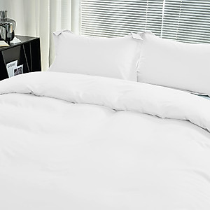 SISBROTH Washed Cotton Duvet Cover Queen Size - Bedding Set Comforter Cover for Winter All Season, Soft and Breathable Bedding Set with Zipper Closure & Corner Ties