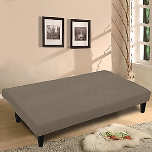 FIGOOO Armless Futon Cover Stretch Armless Sofa Slipcover Spandex Elastic Universal Armless Sofa Bed Cover Furniture Protector Without Armrests Armless Loveseat Slipcover for Dog Cat,Khaki