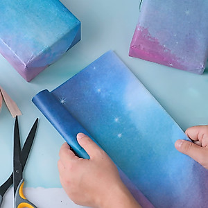 Bolsome 100 Sheets Pink-Blue Gradient Tissue Paper Bulk, Pastel Turquoise Wrapping Tissue Paper Sheets for Christmas Birthday Baby Showers Wedding Thanksgiving Gift Wrapping DIY Crafts Arts, 20 x 14"