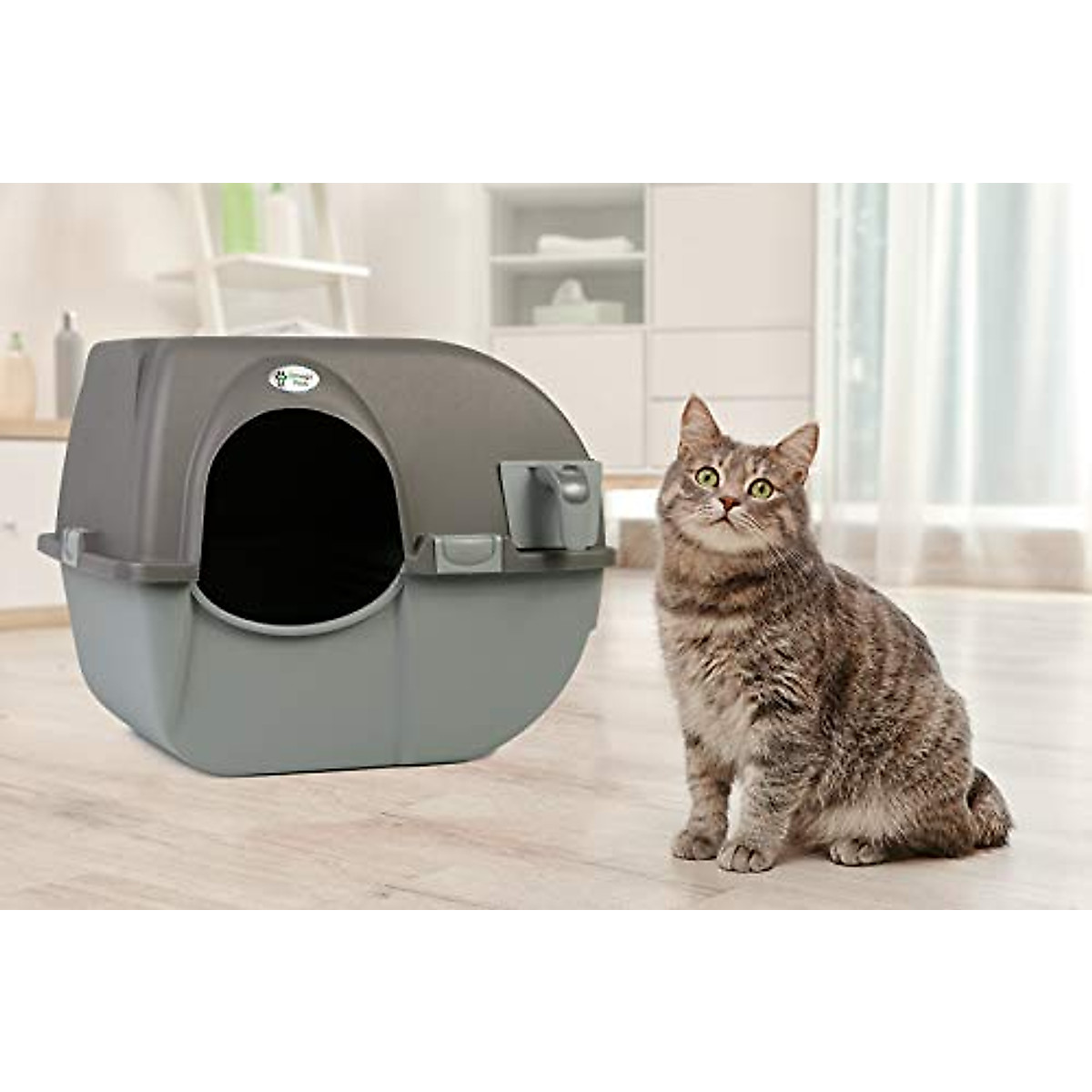Omega Paw NRA15 Self Cleaning Litter Box Regular Size,Grey
