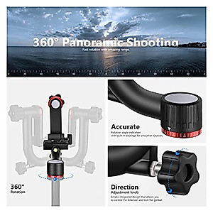 NEEWER Gimbal Tripod Head Professional Heavy Duty Aluminum Alloy with Arca Type Quick Release Plate, GM101 Supports Smoother 360 Degree Panoramic Shooting for DSLR Camera Up to 30lbs/13.6kg