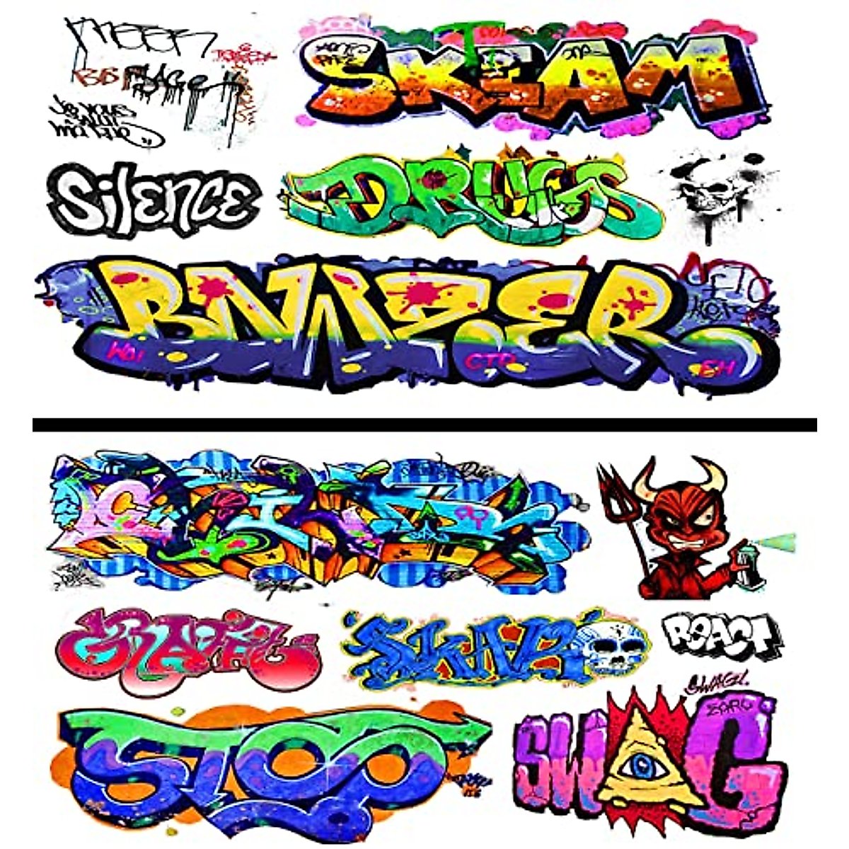 N Scale 1:160 Graffiti Waterslide Decals 2-Pack Set #22 - Weather Your Rolling Stock & Structures!