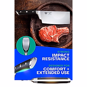 DALSTRONG Meat Cleaver Knife - 7 inch - Gladiator Series - Heavy Duty - Razor Sharp - Forged High Carbon German Steel Kitchen Knife - Black G10 Handle - Butcher, Bone - Sheath Included - NSF Certified