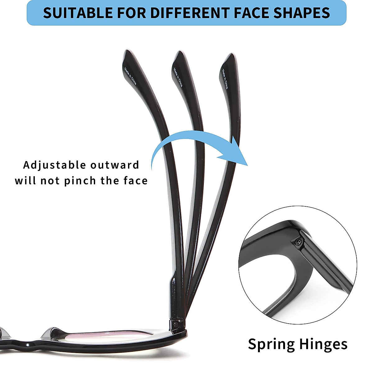 JM 3 Pack Oversized Cat Eye Reading Glasses for Women Funky Blue Light Flexible Cateye Readers +1.75