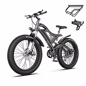aostirmotor 1000W Peak Full Suspension 4.0" Fat Tire Electric Bikes for Adults All Terrain E-Bike 48V 15AH Removable Battery Electric Mountain Bike 28Mph Electric Beach Bicycles 29+ Miles Long Range