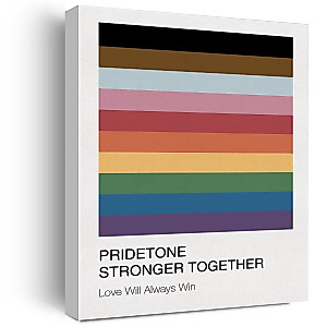 Rainbow Pride Canvas Wall Art Poster Print Gift, Colorful Stronger Together Love Will Always Win Pride Painting Picture Ready to Hang Home Bedroom Decor (11.5" x 15")