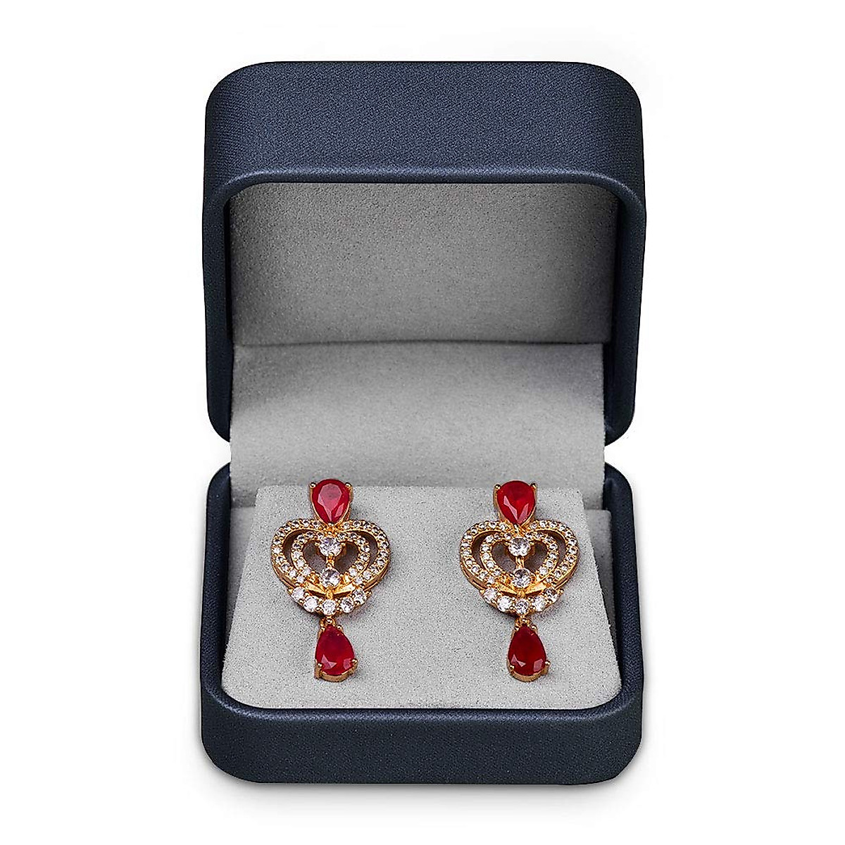 Woodten Blue Round Corner Earrings Gift Box PU Leather Jewelry Earring Gift Packaging Box