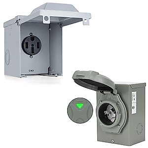 PAULINN 50 Amp RV Power Outlet Box, Bundle with 50 Amp Generator Power Inlet Box| NEMA 3R Power Inlet Box|125/250 Volt, 12500W,PB50, SS2-50P, CS6375 Generator Plug| for Outdoor Receptacle