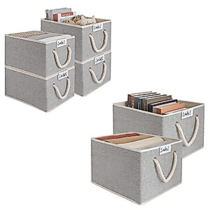 LoforHoney Home Bundle- Storage Bins with Cotton Rope Handles, Light Gray, Large 4-Pack & XLarge 2-Pack