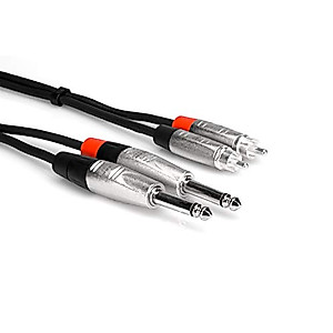 Hosa HPR-010X2 Dual REAN 1/4" TS to RCA Pro Stereo Interconnect Cable, 10 Feet