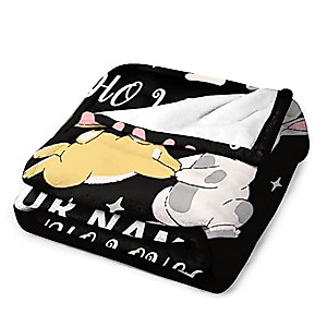 Custom Bunny Blanket Gifts for Girls Boys Teens, 40"*50" Cute Rabbit Flannel Lightweight Fleece Soft Cozy Throws, Bed Blanket for Couch Sofa Living Room
