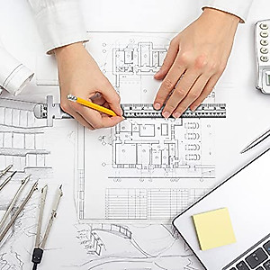 6 Inch 15 cm Pocket Ruler Flexible Precision Stainless Steel Ruler with Detachable Clips Stainless Steel Pocket Clip Scale Gauge Ruler Metric British System (6 Pieces)