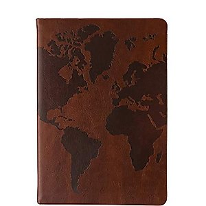 Eccolo Lined Journal Notebook, Flexi-Cover, World Map, 256 Ruled Pages, Medium 5.75-x-8.25 inches