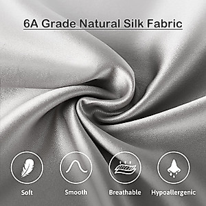 ATreebag Pillowcase 100% Mulberry Silk for Hair and Skin, Double Sided 19 Momme Pure Silk Pillow Case with Hidden Zipper and Gift Box (Silver Grey, 1 PC, Toddler 13"x18")