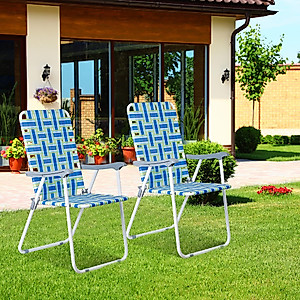 ZENY Beach Chairs, Patio Folding Lawn Chairs, Outdoor Webbed Folding Chair w/Steel Frame, Portable Camping Chairs for Yard, Garden, Poolside Webbed Chairs Set of 2