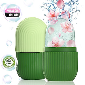 IMEASY Ice Roller for Face and Eye, Ice Face Roller,Facial Beauty Ice Roller Skin Care Tools, Ice Facial Cube, Gua Sha Face Massage, Silicone Ice Mold for Face Beauty (Green)